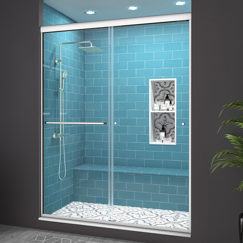 ExBrite 56" - 60" W x 72" H Double Sliding Semi-Frameless Shower Door & Reviews | Wayfair